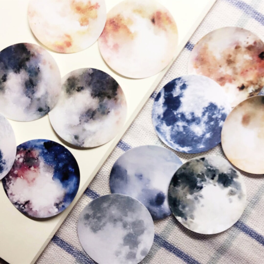 Fascinating Moon Stickers 12pcs, Full Moon Beautiful Galaxy Planet ...