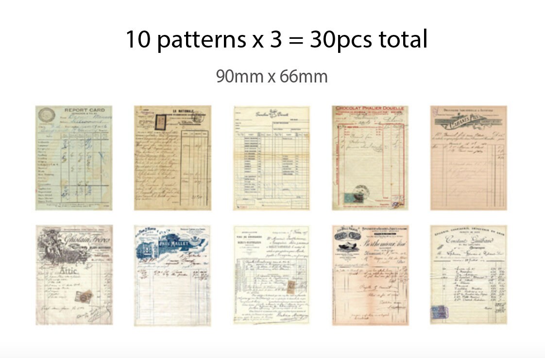 Small Receipt Ephemera Paper Kit 30pcs Non-adhesive - Etsy