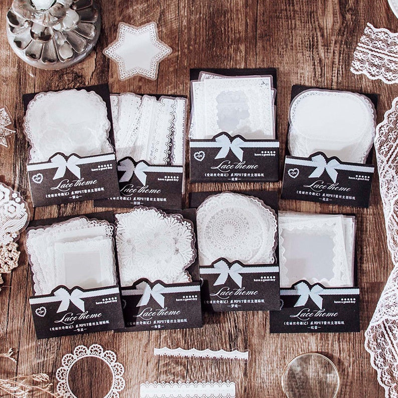 30pcs Lace Frame Floral Lace Sticker Clear PET White Lace - Etsy