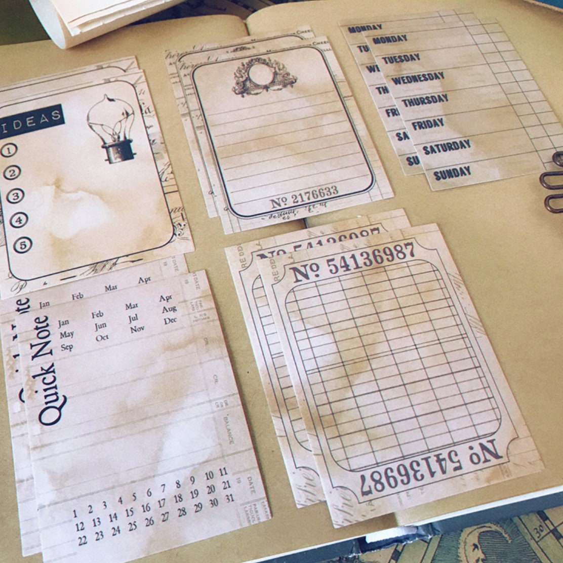 Coffee Stain Pattern Vintage Style Note Label Stickers 10pcs, Tea Dyed ...