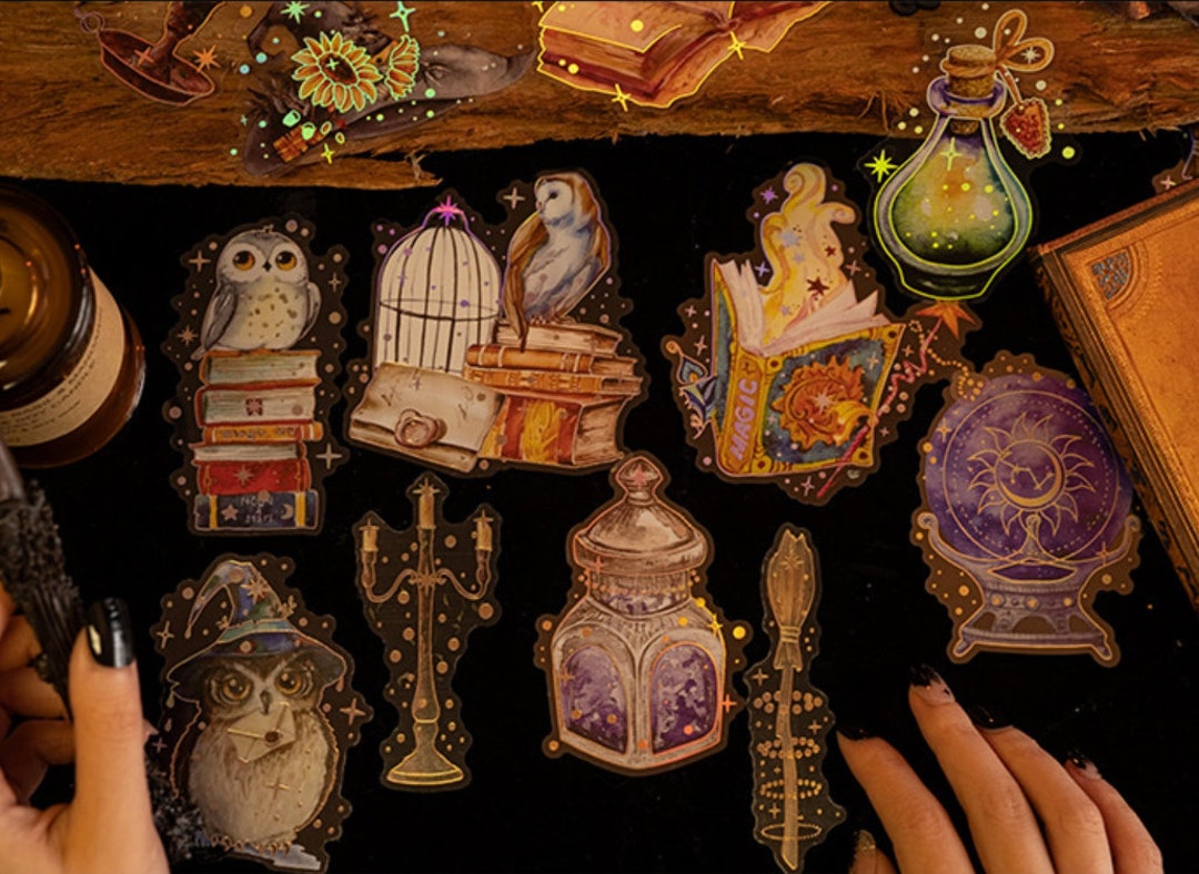 Large Gold Foil Magic World Sticker 10pcs, PET Magic Spell Witch Potion ...