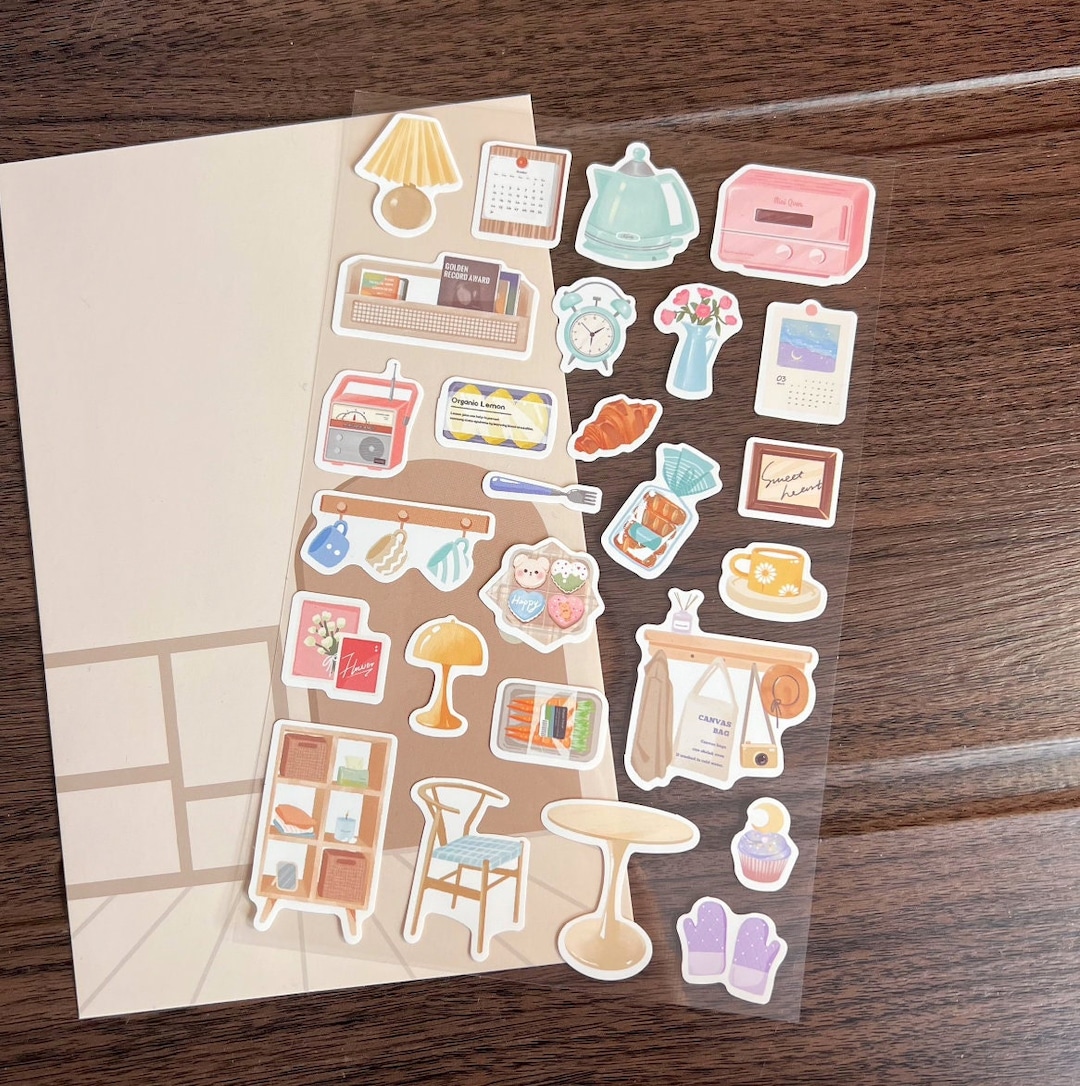 My Cozy Home Sticker Sheet, Aesthetic Room Cozy Bedroom Kitchen ...