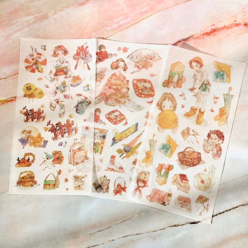 Die-cut Japanese School Girl Sticker Sheets Translucent | Etsy