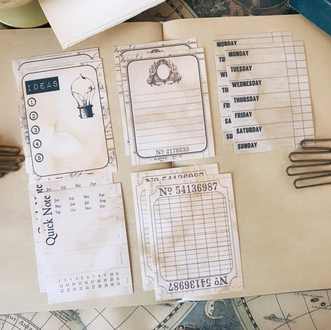 Coffee Stain Pattern Vintage Style Note Label Stickers 10pcs, Tea Dyed ...