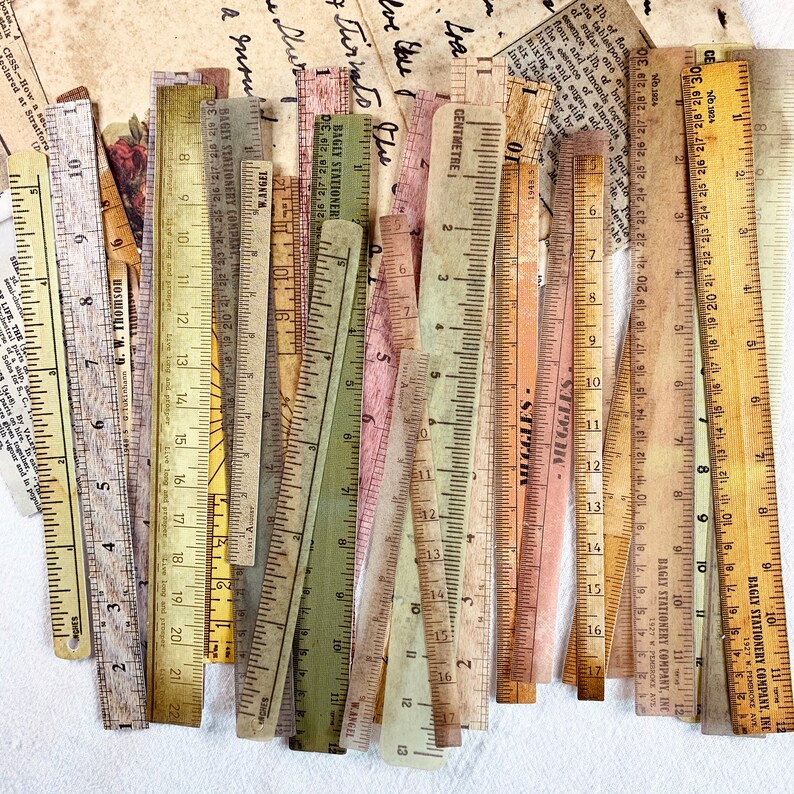30pcs Vintage Ruler Stickers Vellum Canvas Papers Retro - Etsy