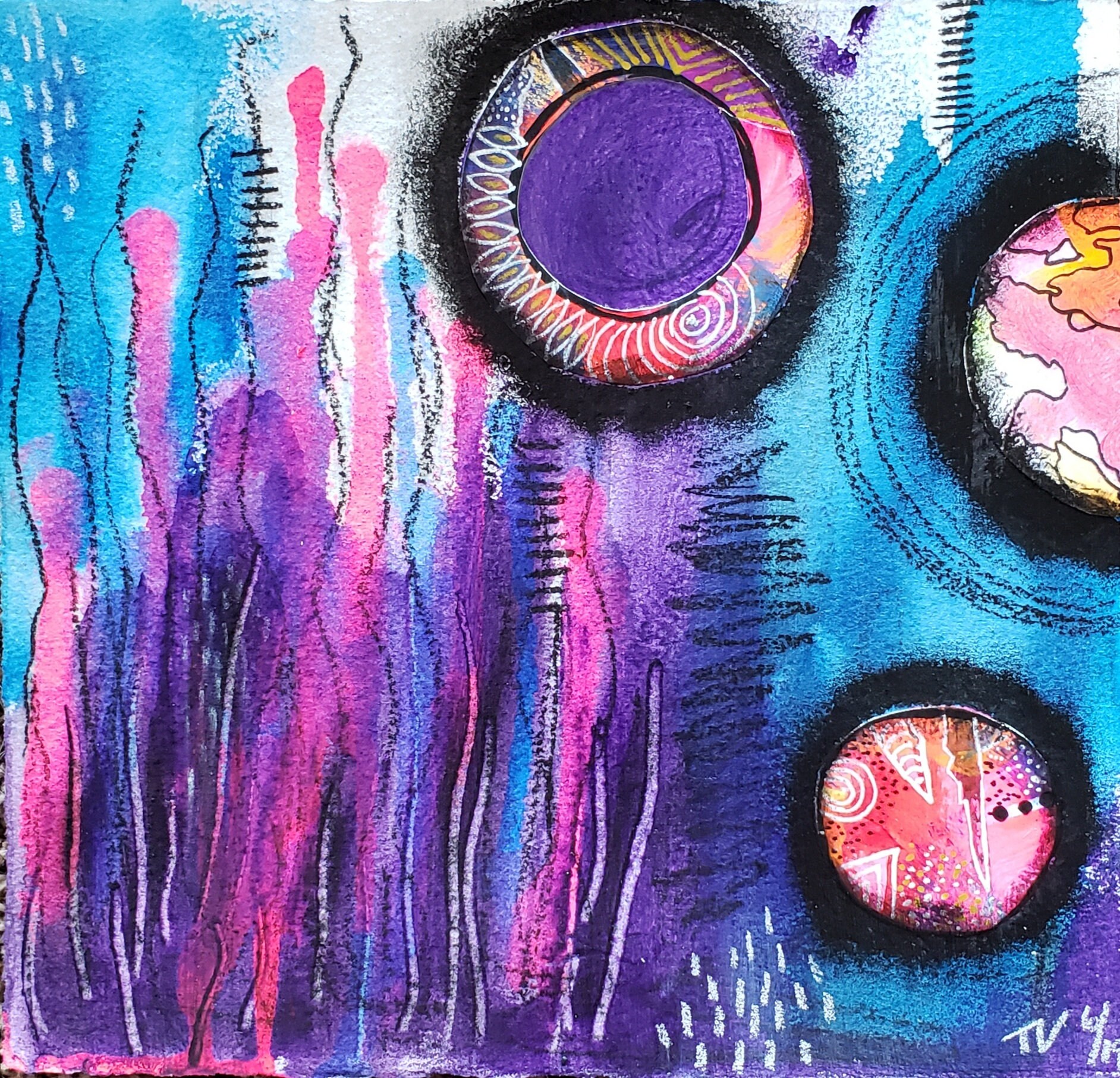 Original Abstract Painting on Paper Contemporary Abstract Expressionist ...