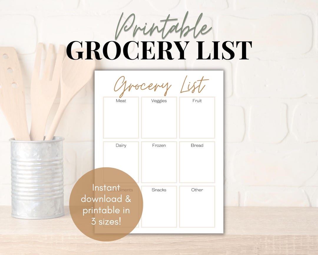 Printable Grocery List | Meal Plan PDF for Busy Moms | Grocery Template ...