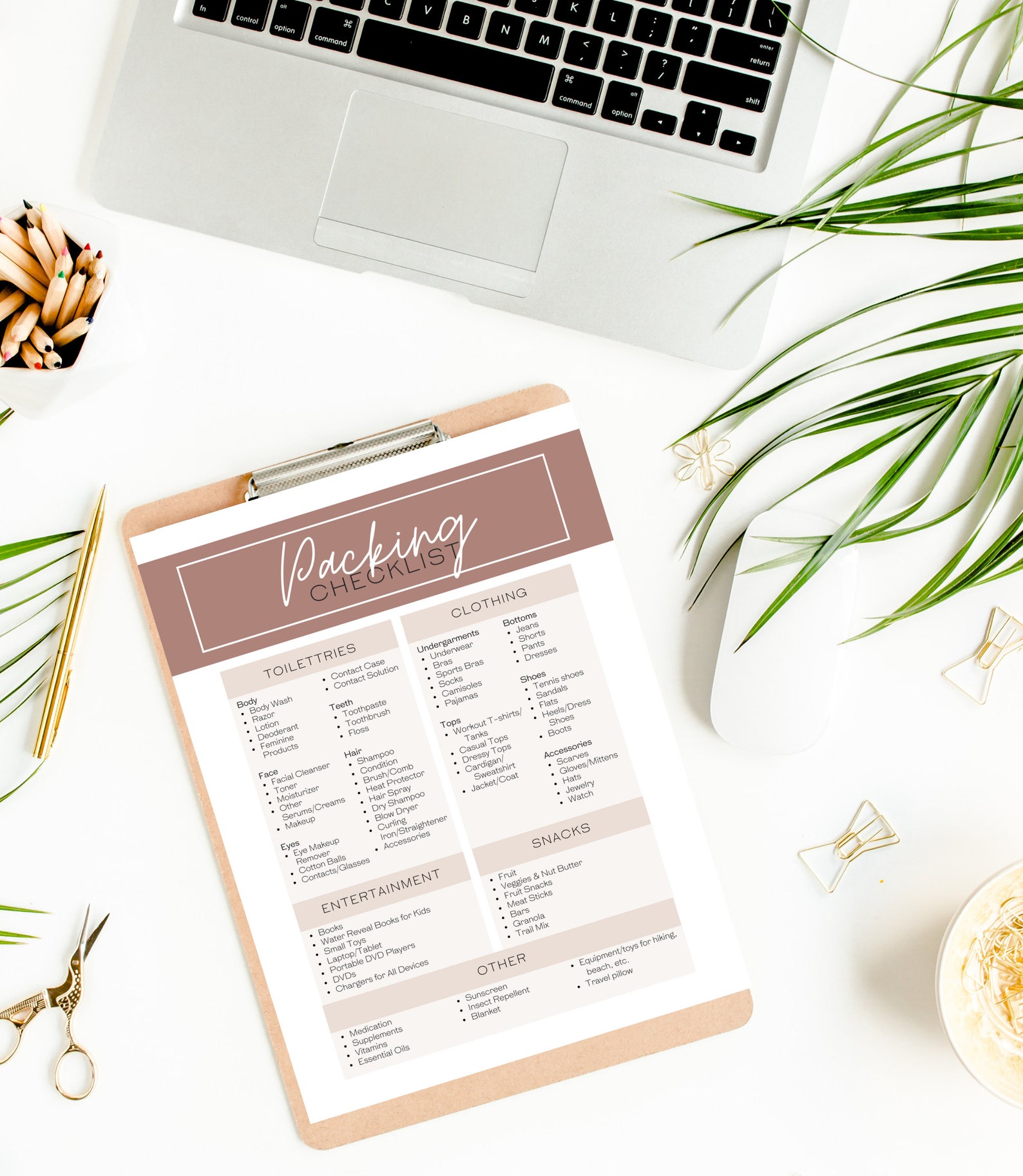 Rose Packing Checklist | Printable Packing List Template | Editable ...