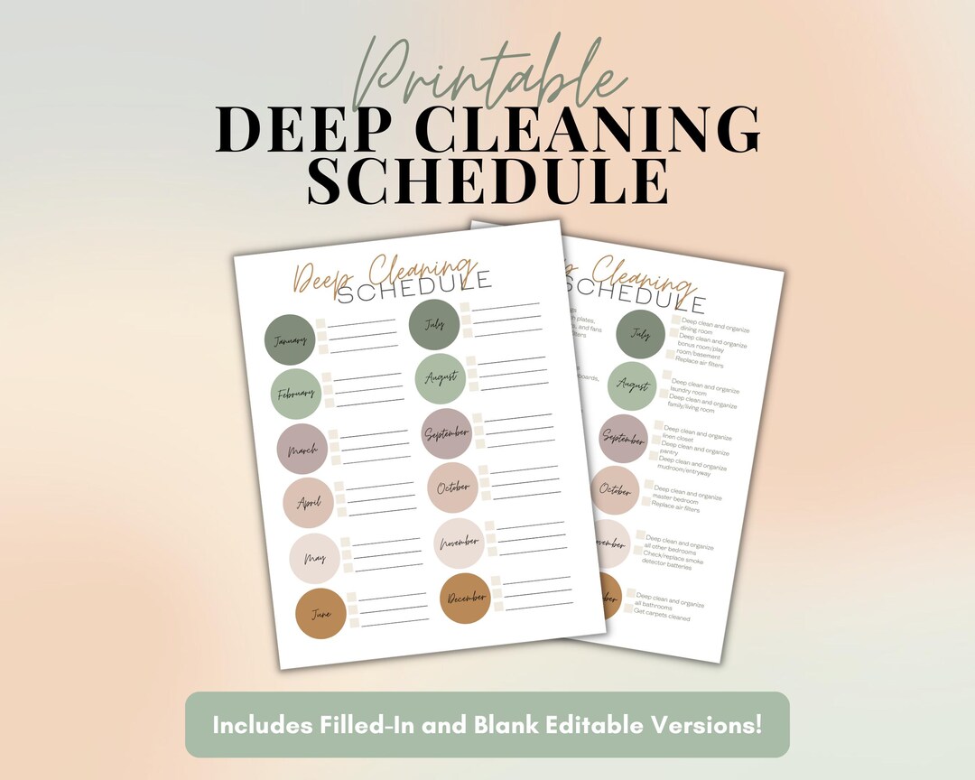 Boho Printable Cleaning Schedule | Yearly Deep Cleaning Routine | Home ...