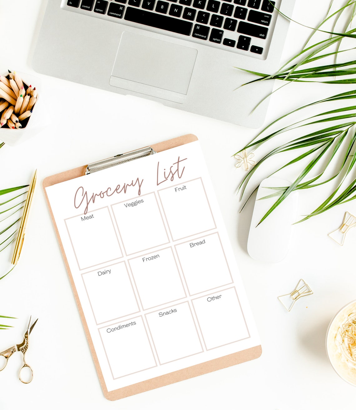 Rose Printable Grocery List | Grocery List Template | Pink Grocery List ...