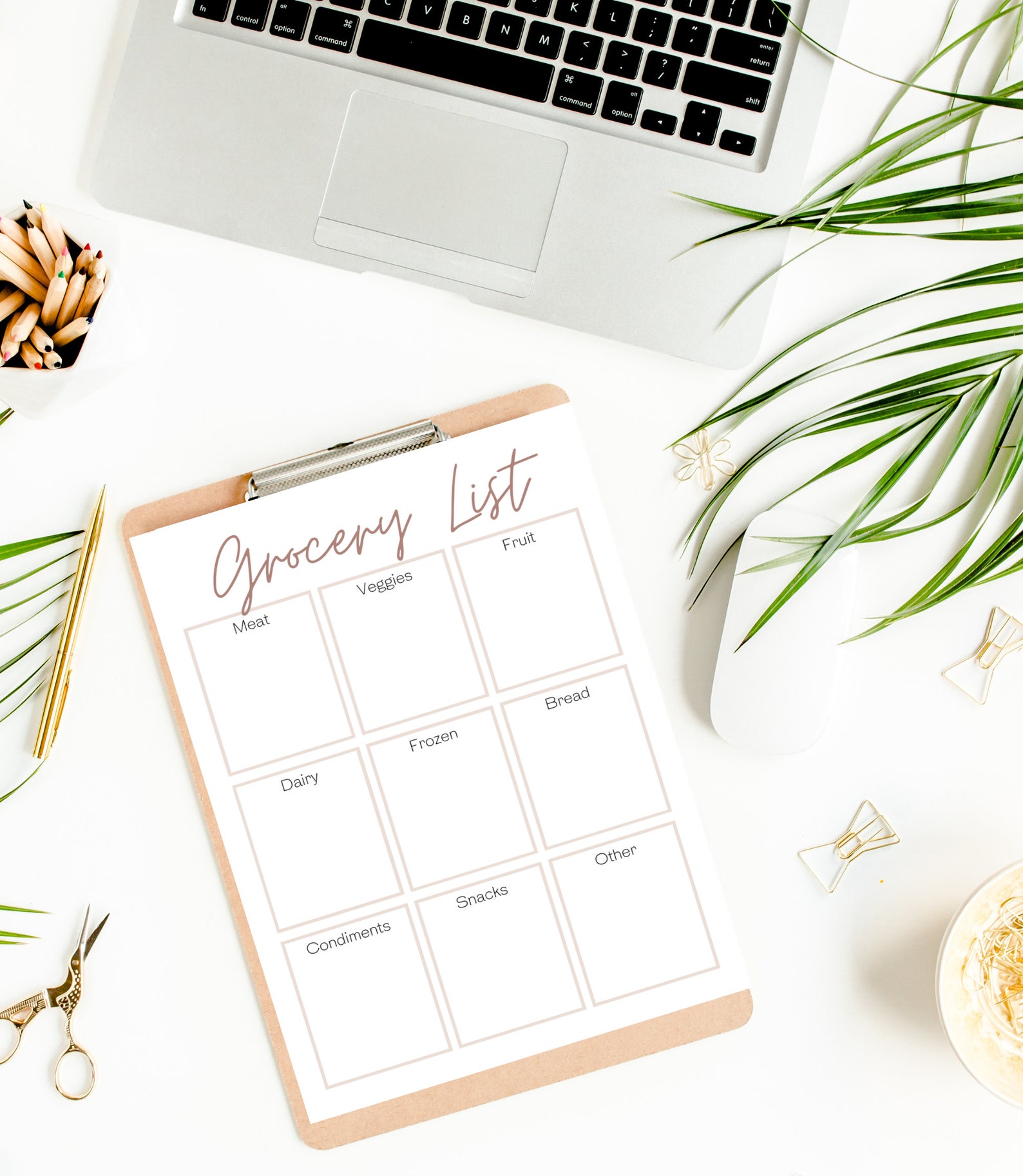 Rose Printable Grocery List | Grocery List Template | Pink Grocery List ...