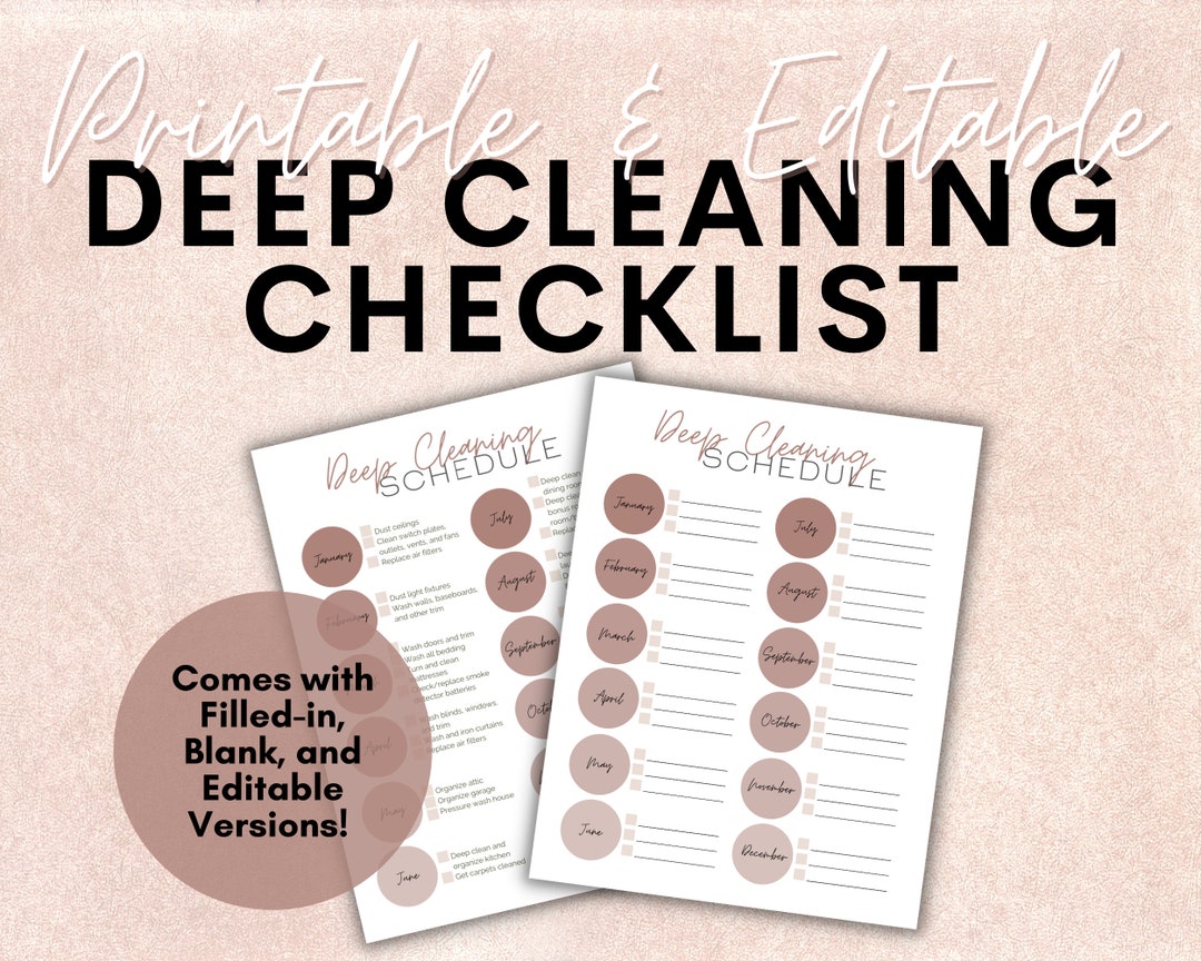 Printable Rose Deep Cleaning Schedule | Monthly Checklist for Organized ...