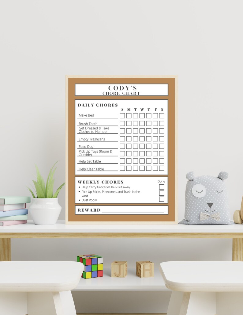 Boho Chore Chart for Kids | Editable Kids Chore Chart | Chore Chart ...