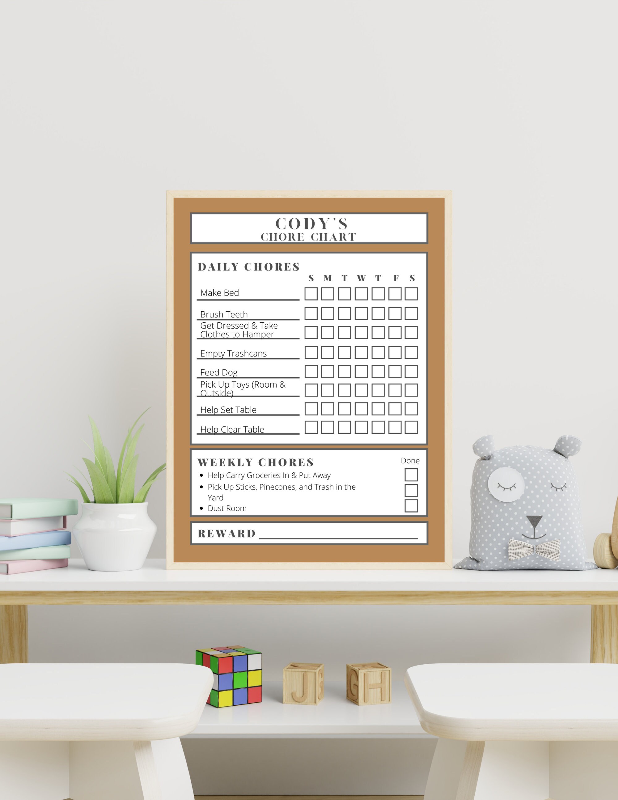 Boho Chore Chart for Kids Editable Kids Chore Chart Chore Chart ...