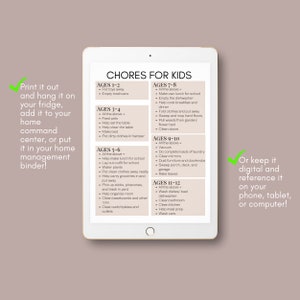 Light Pink Chores for Kids by Age Chart | Printable Age Appropriate ...