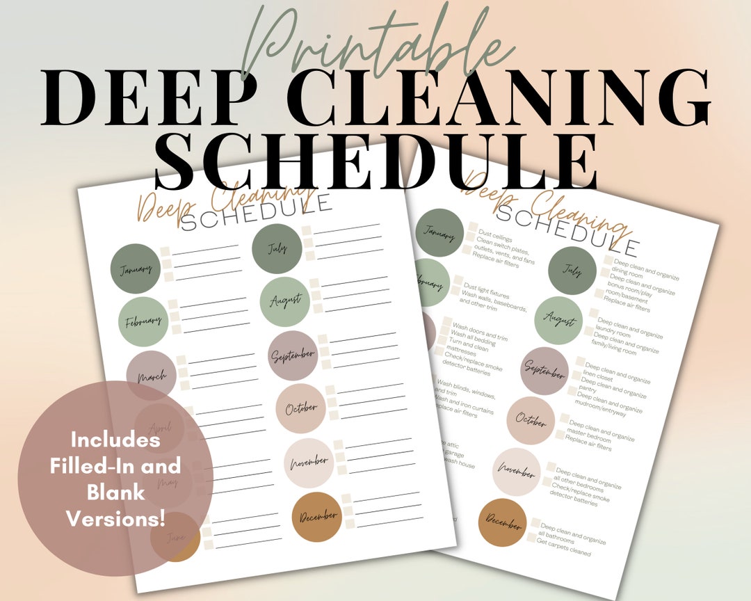 Boho Printable Cleaning Schedule | Yearly Deep Cleaning Routine | Home ...