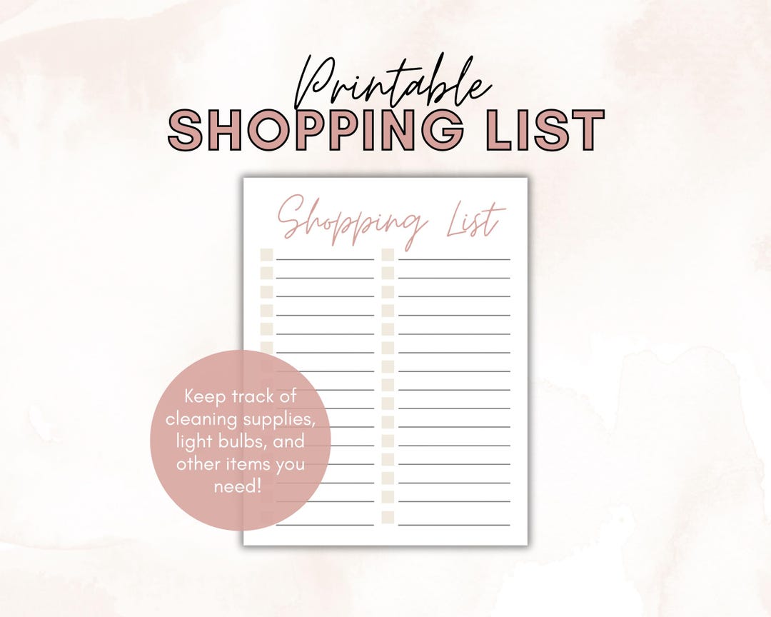 Shopping Checklist Printable for Home Organization | Weekly Family ...