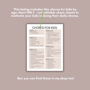 Light Pink Chores for Kids by Age Chart | Printable Age Appropriate ...