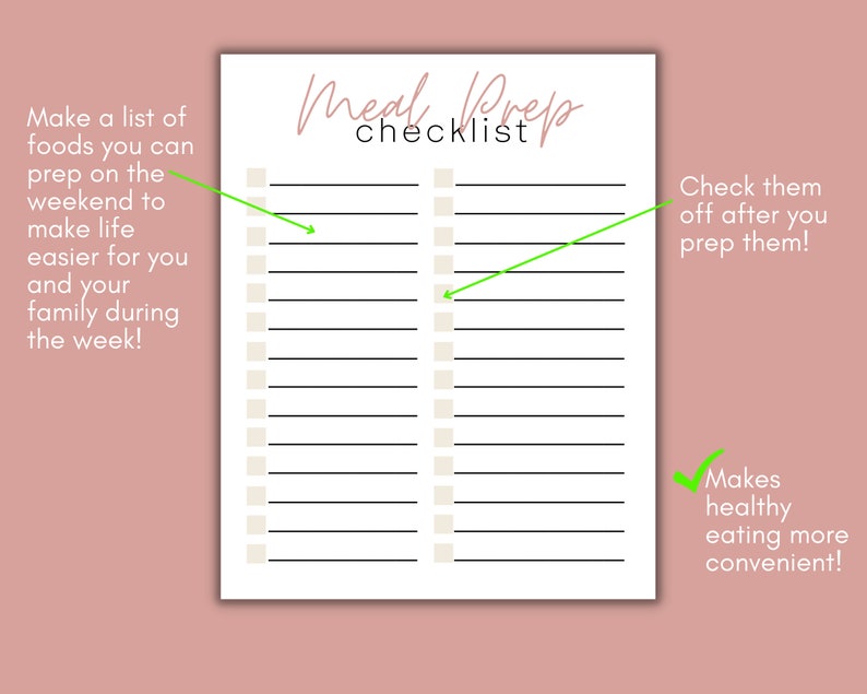 Weekly Meal Prep Planner | Printable Meal Prep Checklist | Holistic ...