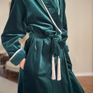 Vintageq Emerald Green Velvet Robe With Tassel Belt Luxury Loungewear ...