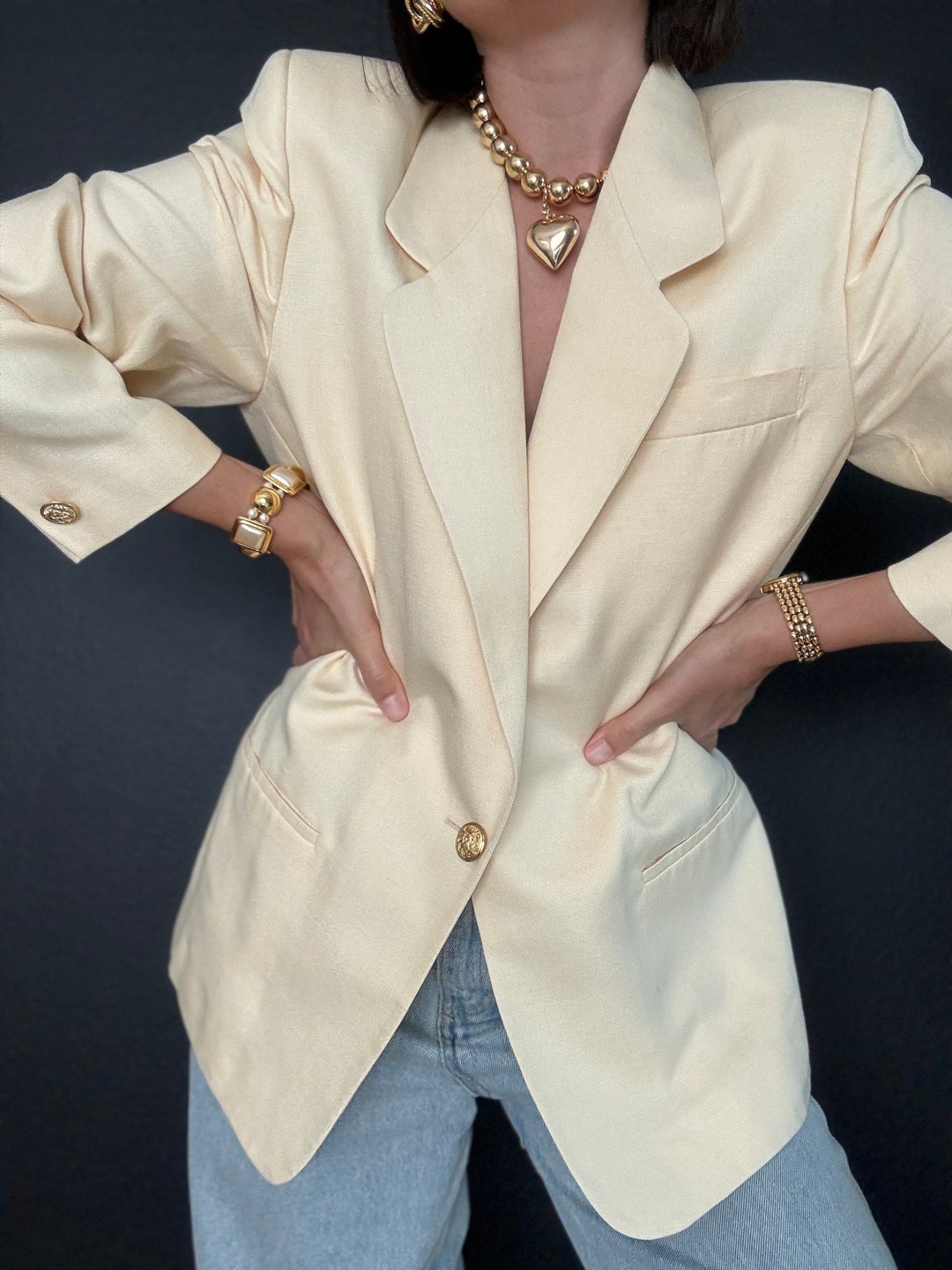 Vintage TALBOTS Linen Blend Classic Light Yellow Blazer Made in USA - Etsy