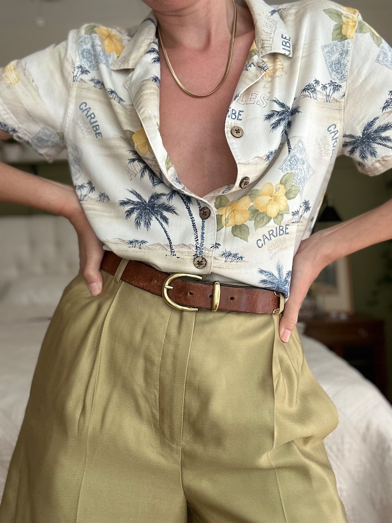 Vintage Y2K Tropical Print Rayon Shirt - Etsy