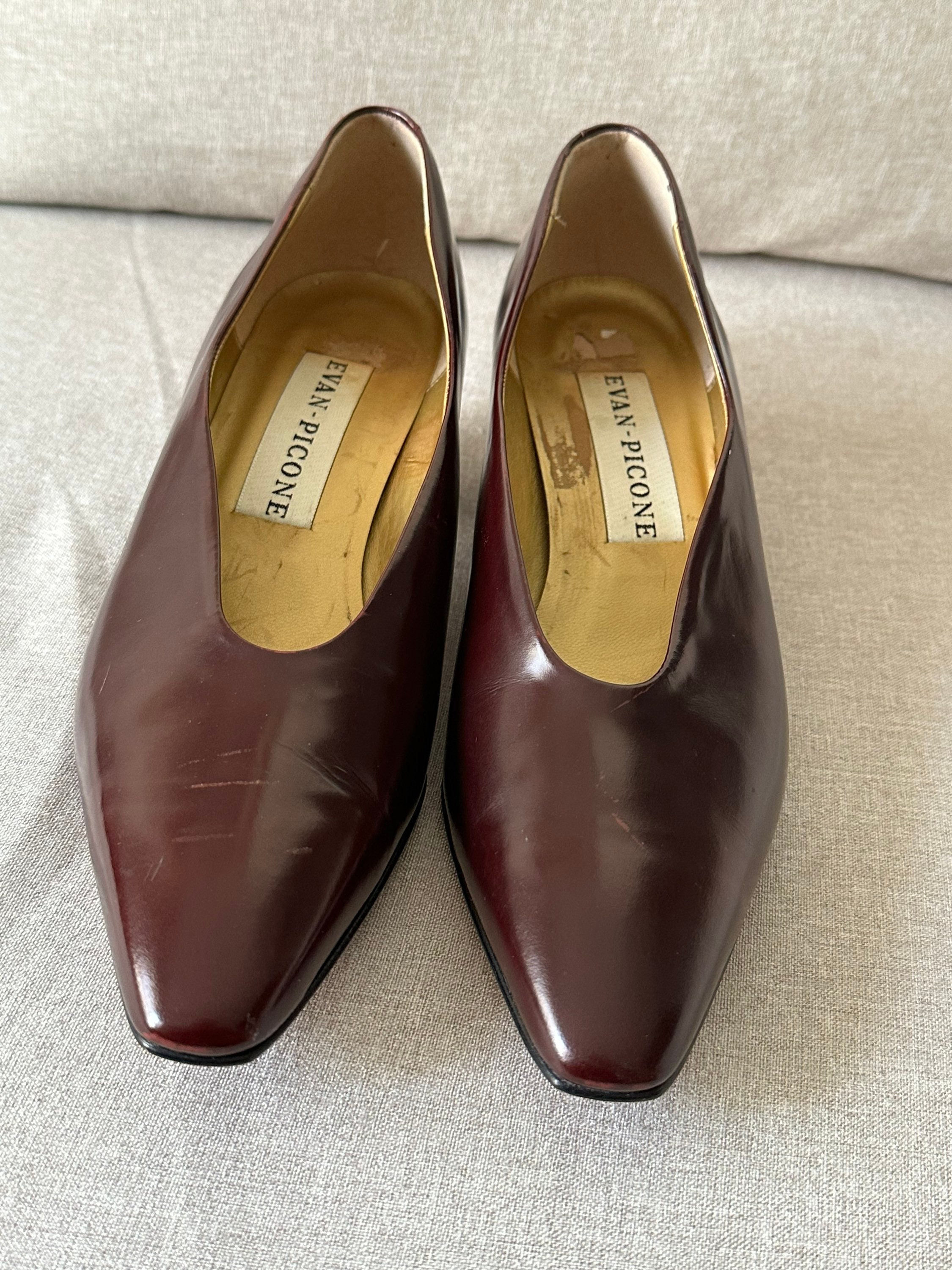 Vintage EVAN PICONE 70s Genuine Leather Cherry Colour Shoes - Etsy