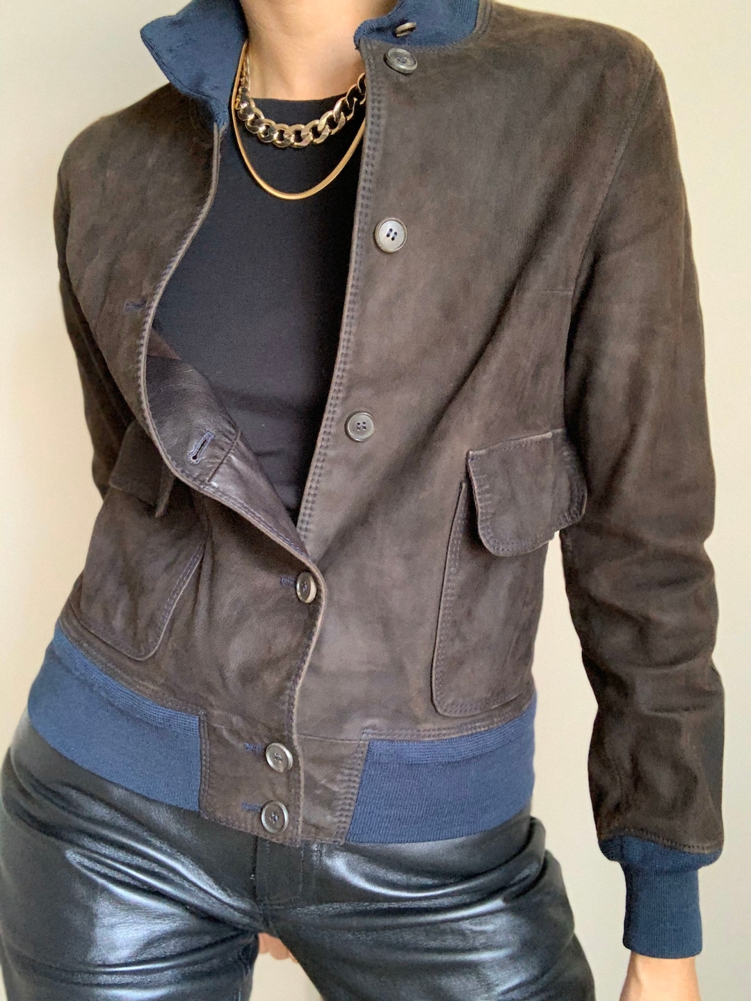 Vintage Absolutely Unique Hand Made Genuine Suede Leather Brown Jacket ...