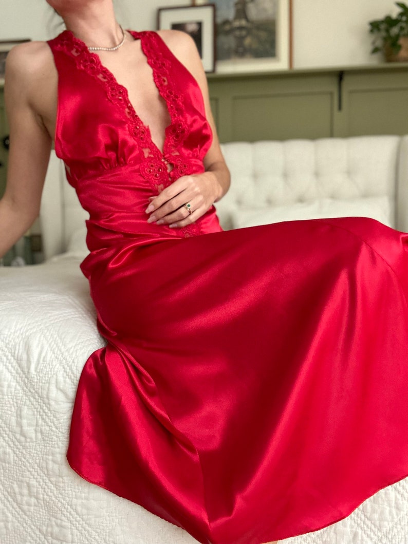 Vintage VICTORIAS SECRET 80s Gold Label Gorgeous Red Lace Open - Etsy