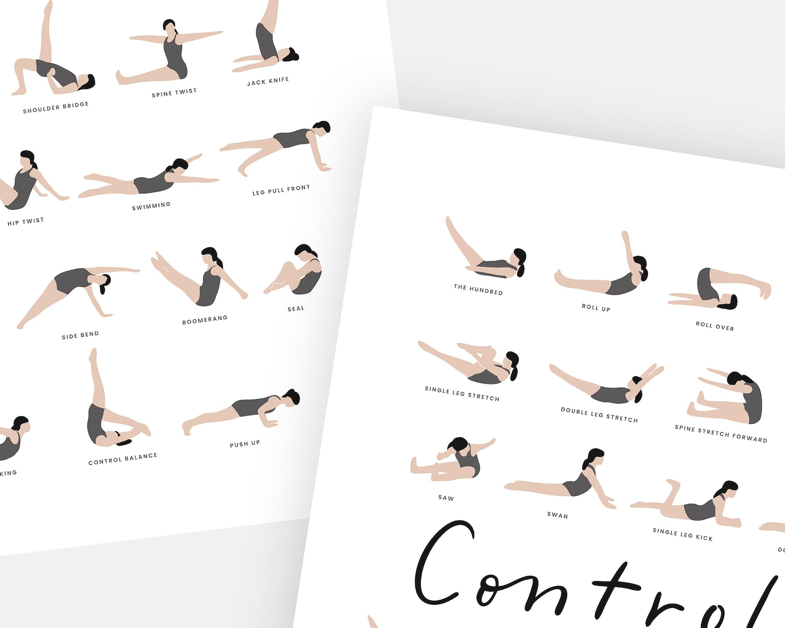 34 Classical Mat Pilates Exercises Printable Wall Art, Pilates Studio ...