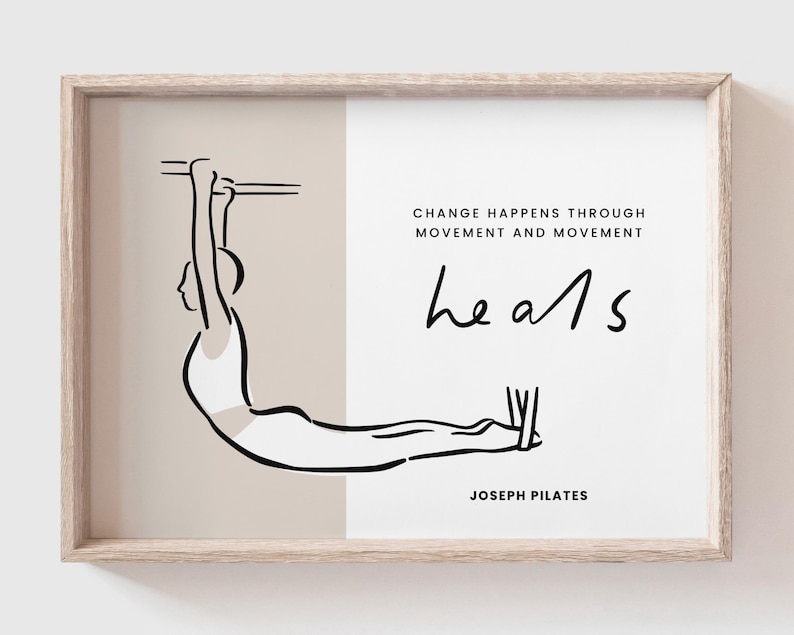 Pilates Cadillac Pose Poster, Inspirational Joseph Pilates Quote ...