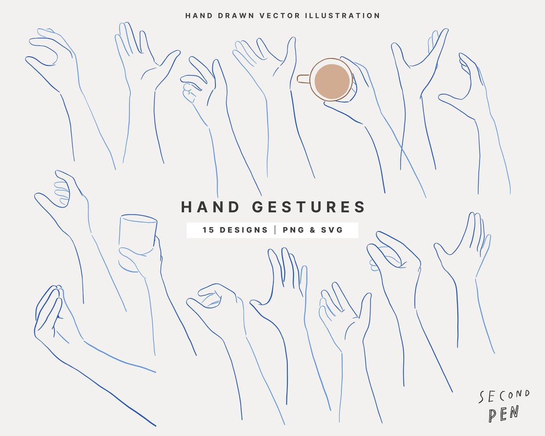 Human Hand Gesture Hand Drawn Clipart, Line Art, Hand Reaching Grabbing ...