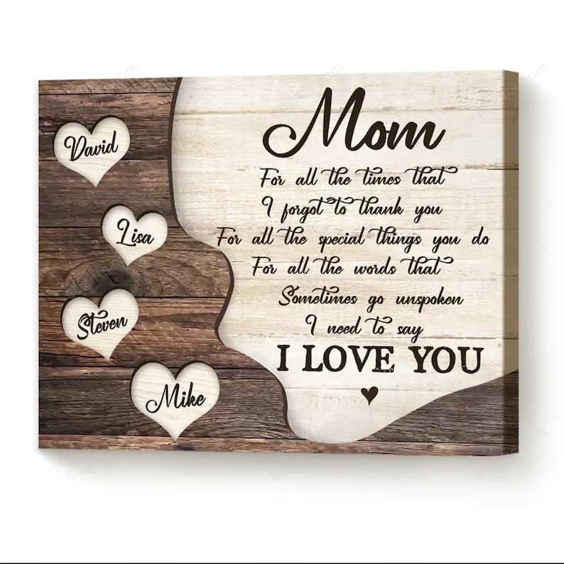 Mother's Day Personalized Wood Sign, Thank You Mom, Mom Personalized ...