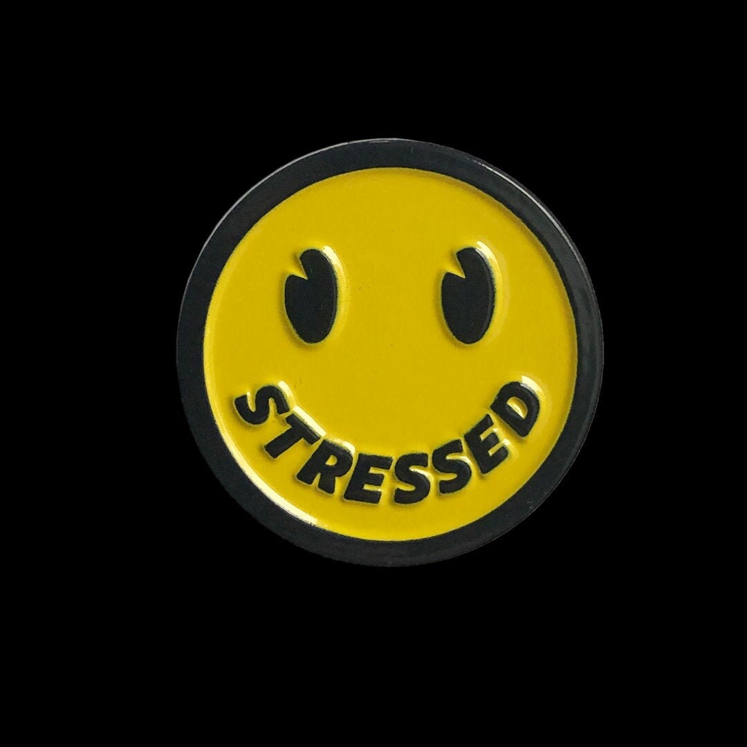 Stressed Smiley Enamel Pin - Etsy