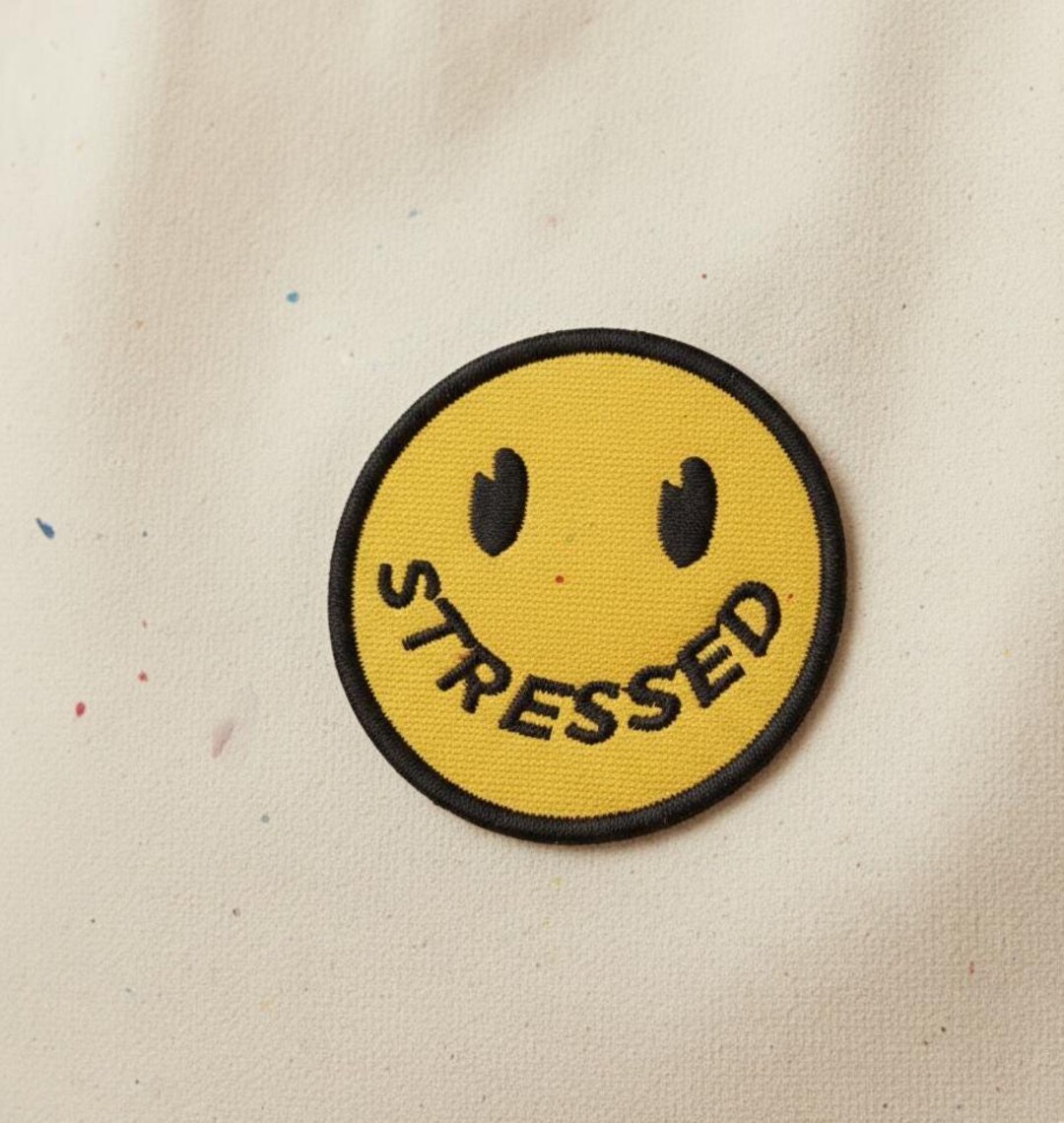 Stressed Smiley Face Embroidered Punk Patch - Etsy