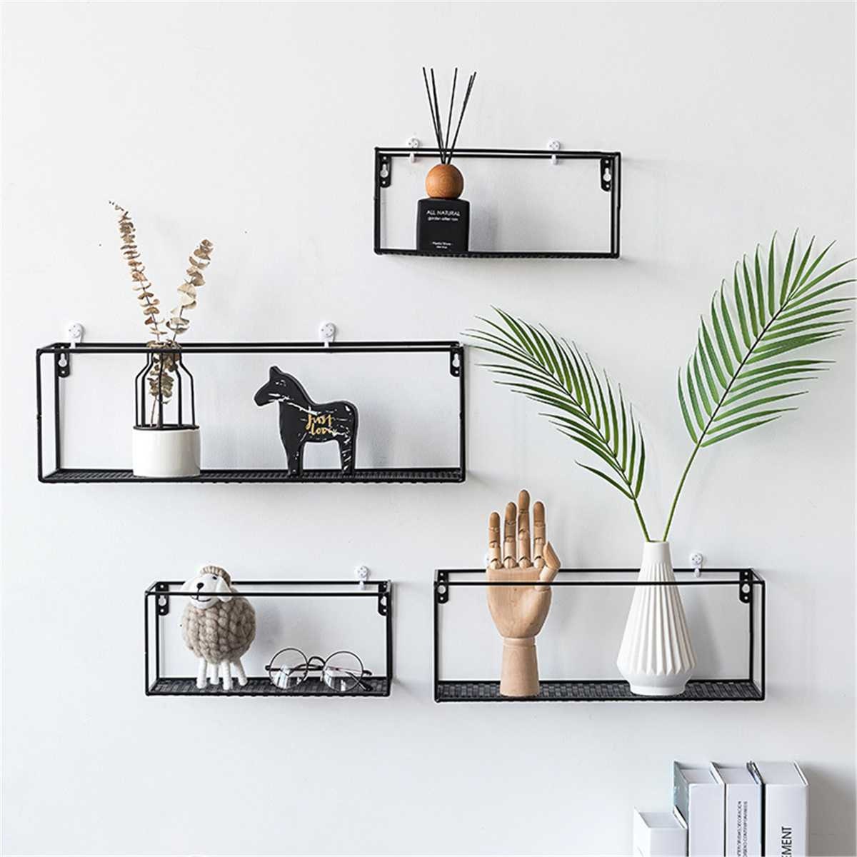 Black Wall Mounted Iron Shelf Living - Etsy Australia