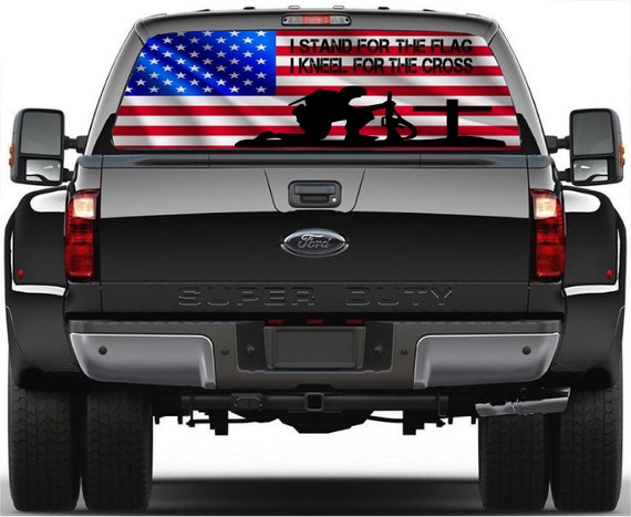 Stand for the Flag Kneel for the Cross Rear Window Decal 50/50 | Etsy