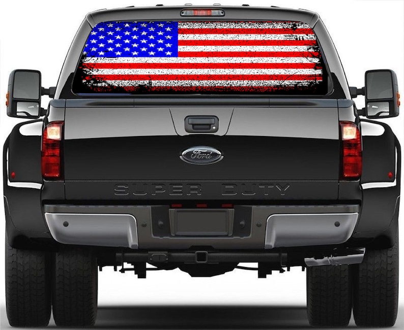 American Flag Rear Window Decal 50/50 - Etsy