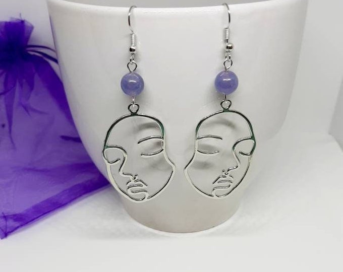 Female Face Earrings Abstract Face Earrings Novelty - Etsy
