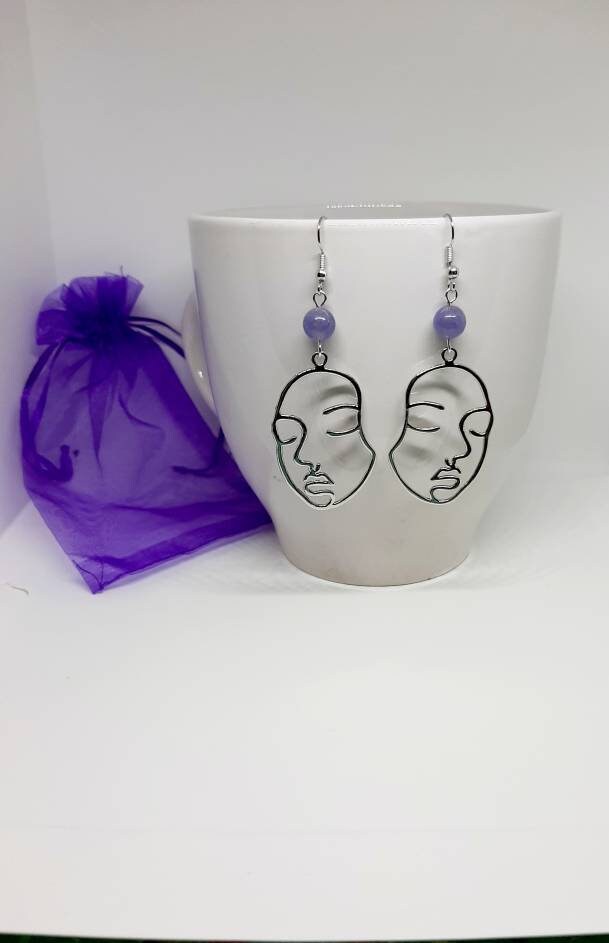 Female Face Earrings Abstract Face Earrings Novelty - Etsy