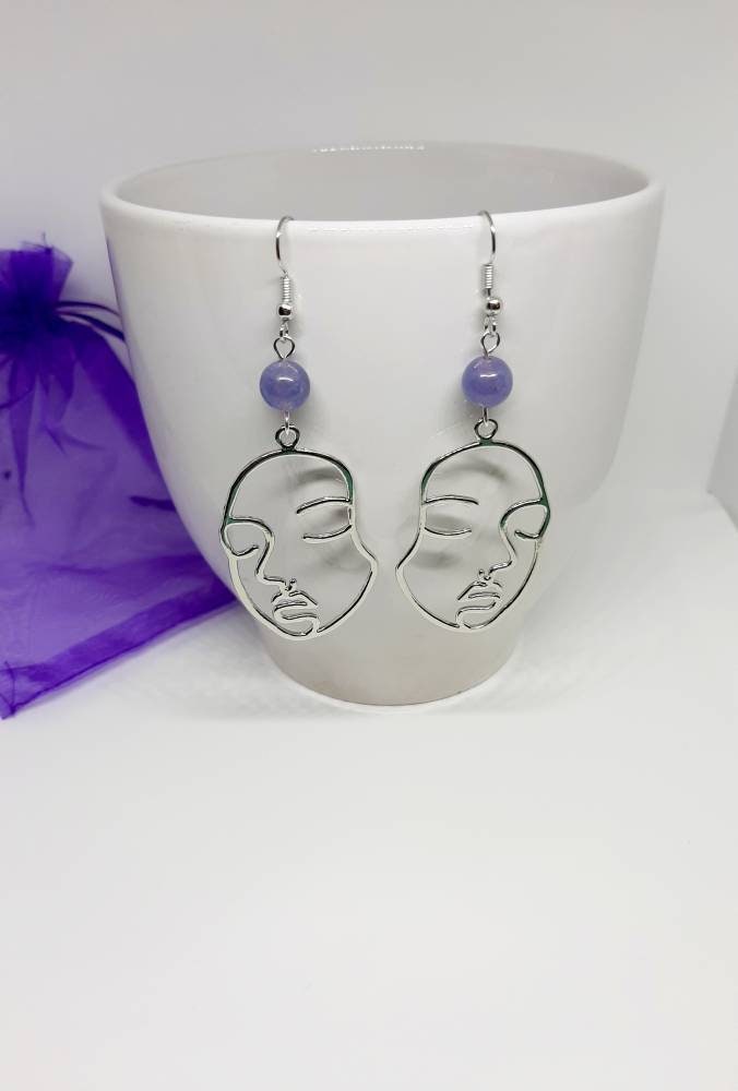 Female Face Earrings Abstract Face Earrings Novelty - Etsy