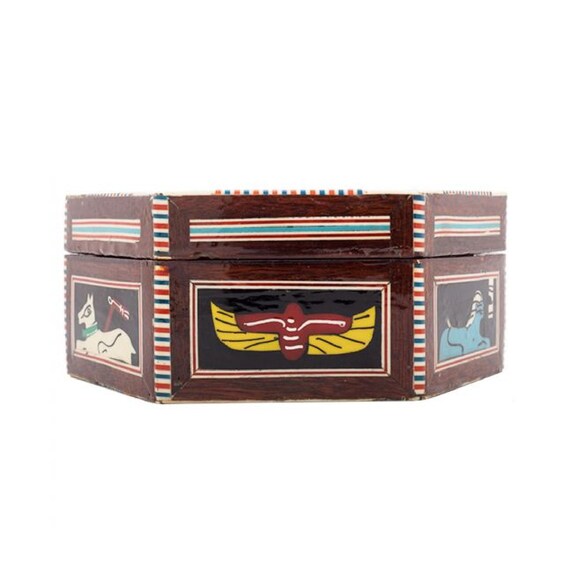 Jewelry Storage Pharaonic depicting Royal Family Scene Ancient Egypt ...