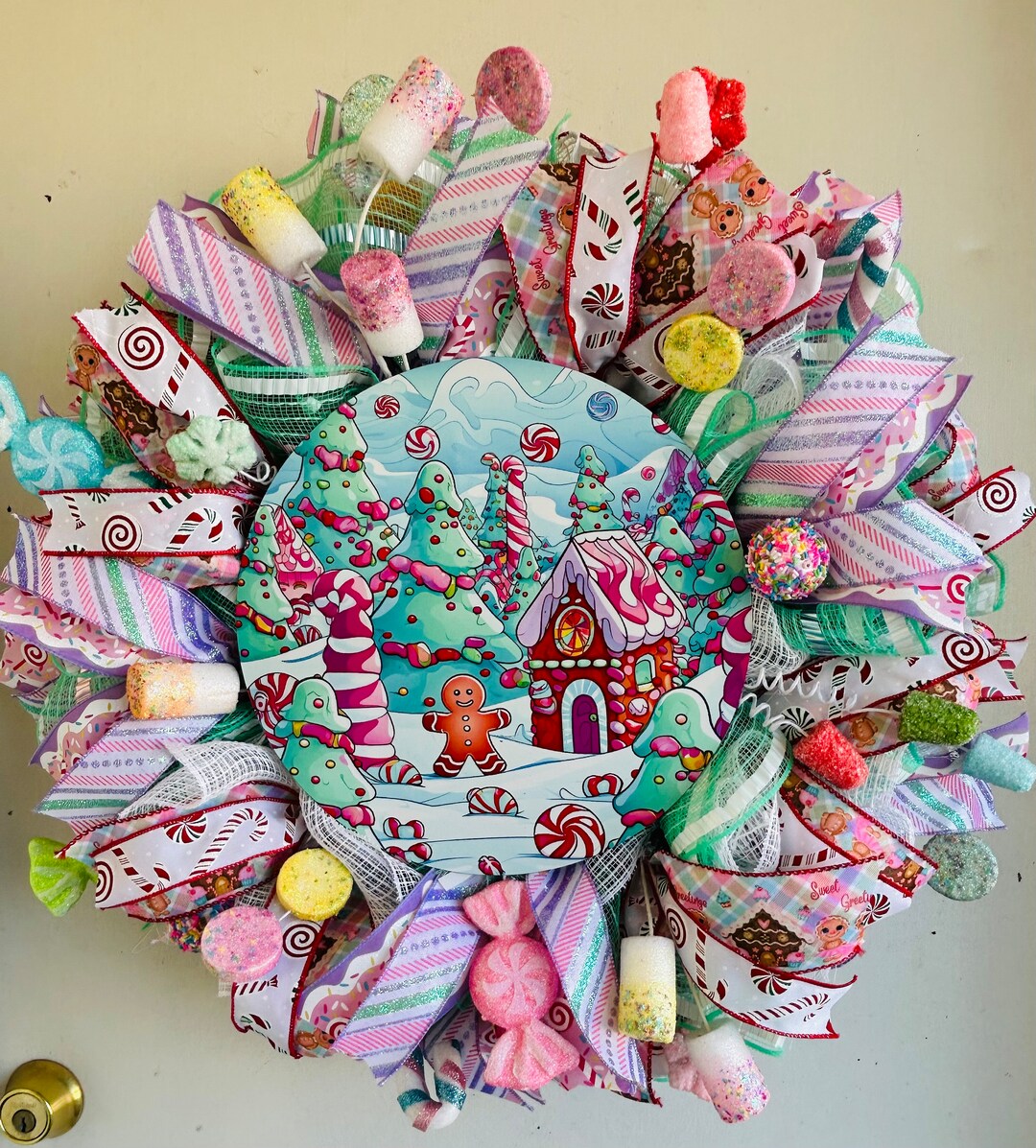 Candy Land Wreath. Christmas Wreath. Holiday Decor. Candy Land Decor ...