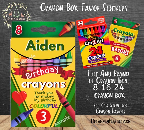 Crayon Box Sticker Birthday Favors for Goody Loot Bags or | Etsy