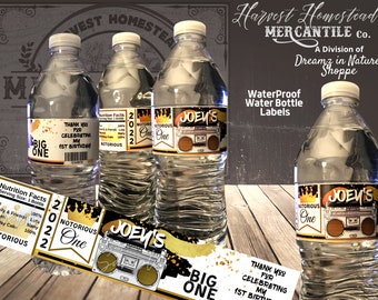 Waterproof Labels, NOTORIOUS, Big ONE 1st Birthday Party, Water Bottle ...