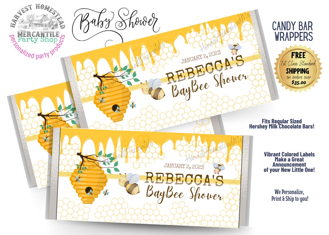 Honey Bee Baybee BABY SHOWER Candy Bar Wrappers Favors - Etsy