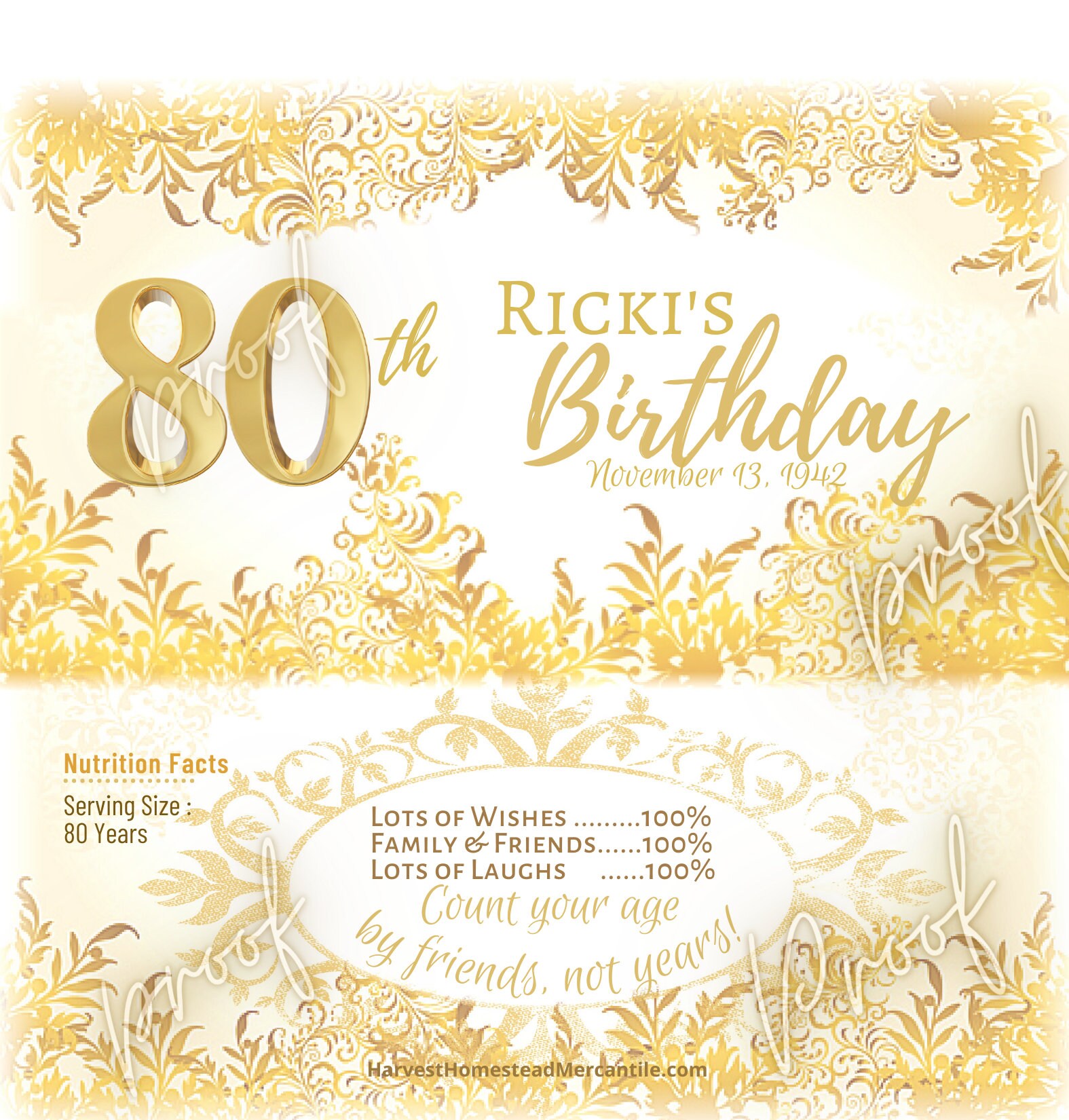 GOLD OR Silver ELEGANT Milestone 60th 70th 75th 80th 90th - Etsy