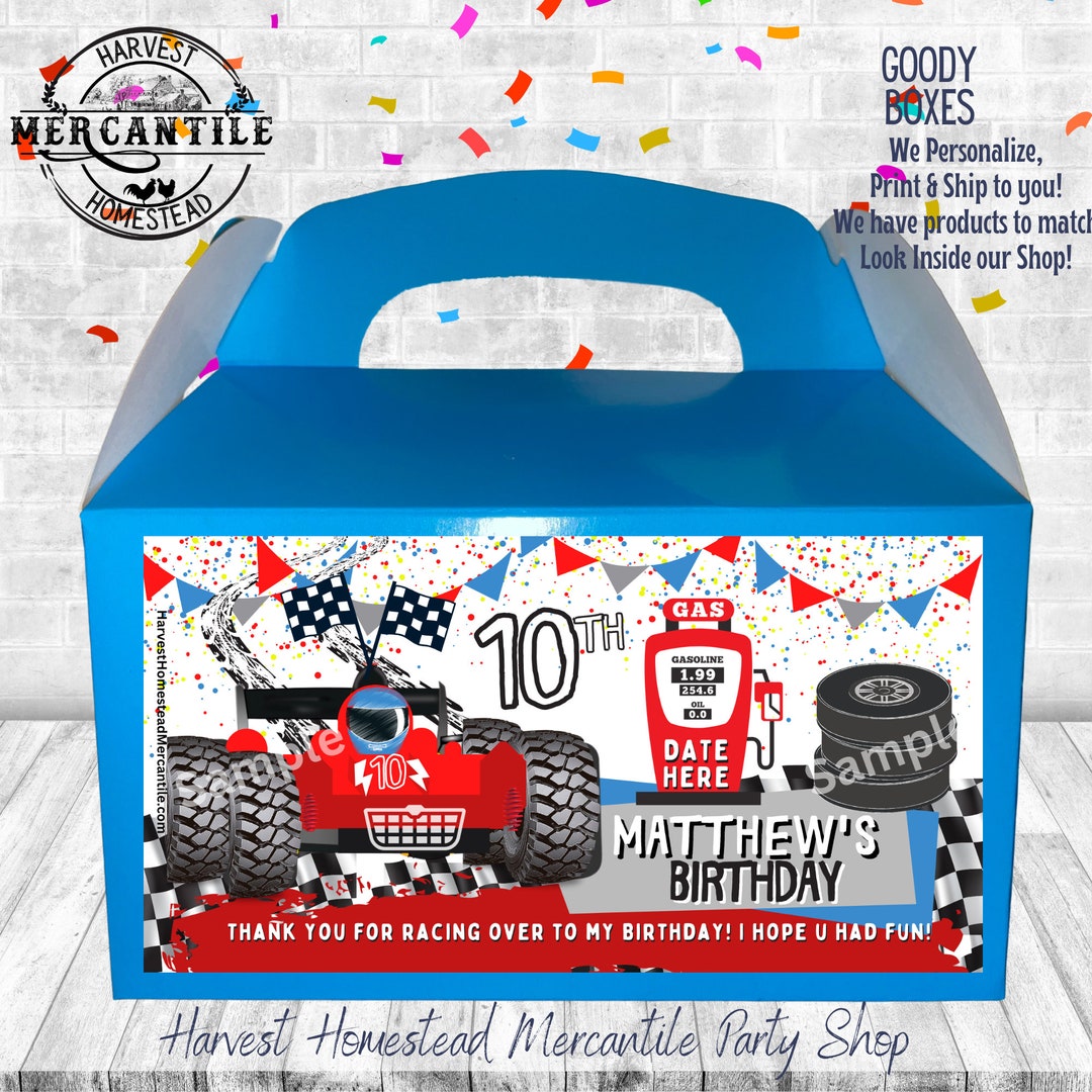 Racing Car Birthday Colorful Party Goody Loot Boxes Favors - Etsy
