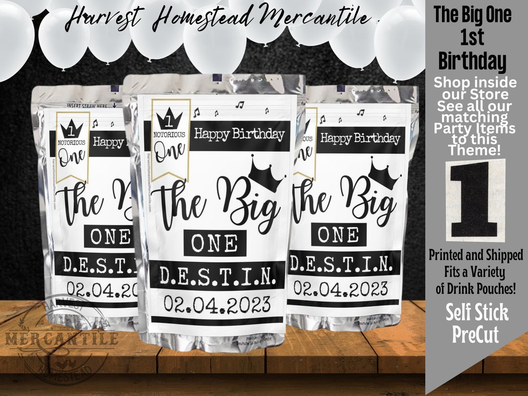 Notorious BIG One Crown First Birthday Party Labels for Drink - Etsy