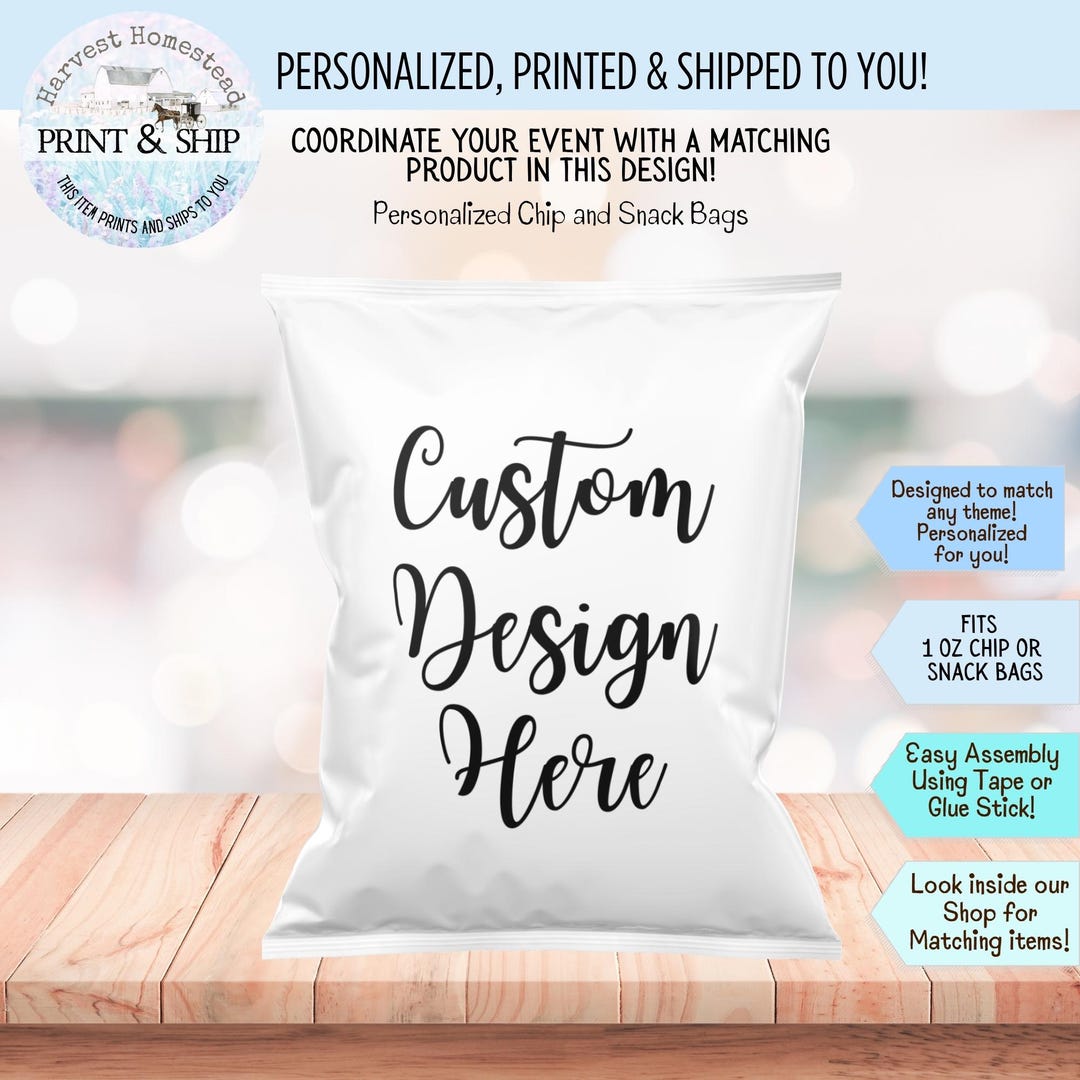 Custom Theme Chip Bags: Personalized Party Favors, Easy Assembly - Etsy